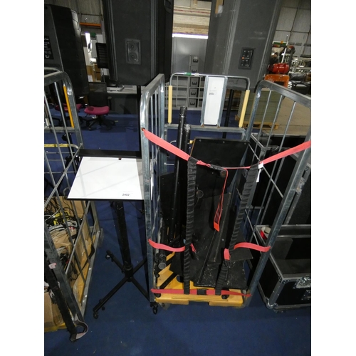 A quantity of various black metal pole lectern parts - Comprising of ...