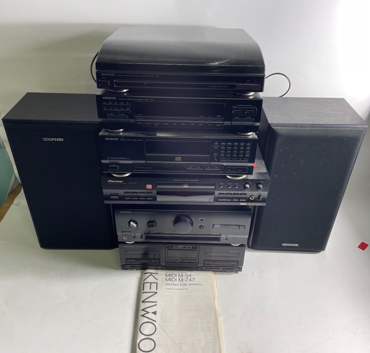 A KENWOOD MIDI M-54 midi compact audio system with turntable, tuner ...