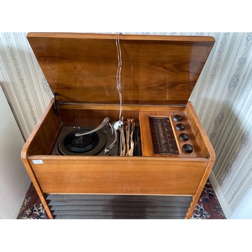 A RETRO GARRARD cabinet radiogram player WITH RECORDS DImens... | Barnebys