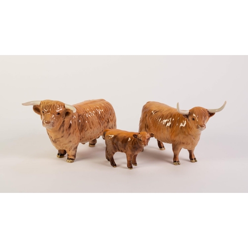 BESWICK POTTERY FAMILY OF LONGHORN HIGHLAND CATTLE, comprisi... | Barnebys