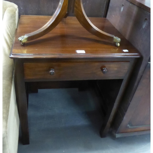 MAHOGANY SMALL WRITING TABLE WITH SINGLE DRAWER, RAISED ON STRAIGHT ...