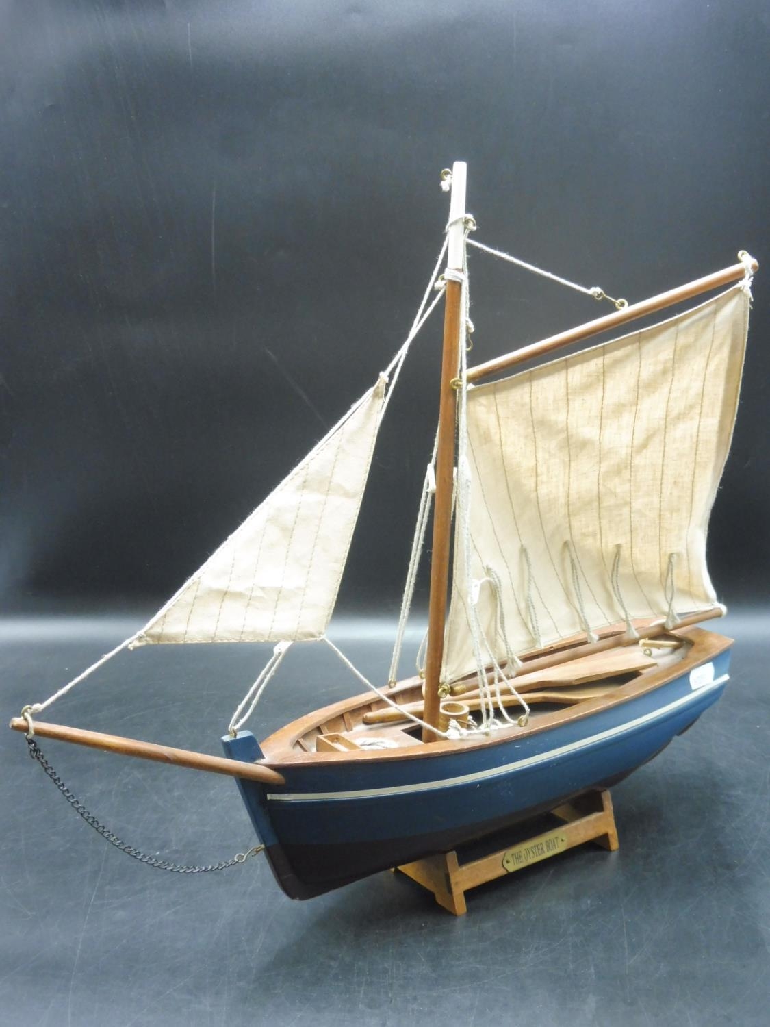 Hand Made Wooden Sailing Boat with Sails and Oars (18")