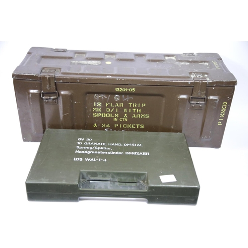 Large British steel ammunition box and a post war plastic Ge... | Barnebys