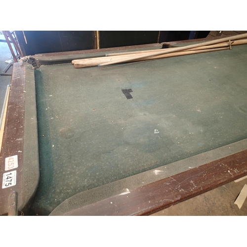 Vintage 5ft slate bed snooker table with cues. Not available... | Barnebys