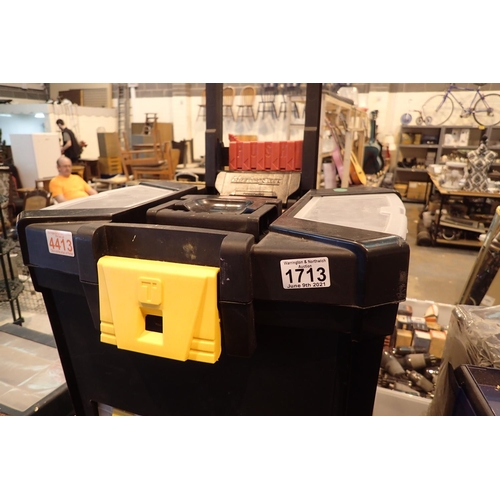 Keter two wheeled, two tier tool storage boxes with a quanti... | Barnebys