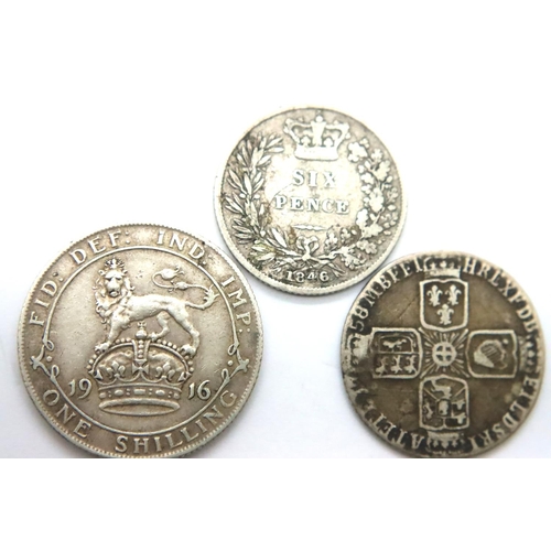 Three silver coins of George II, Queen Victoria and George V... | Barnebys