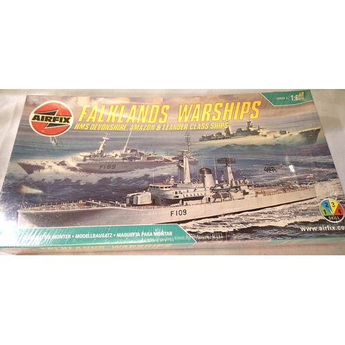 Airfix 1/600 scale Falklands warships, three ships HMS Devon... | Barnebys