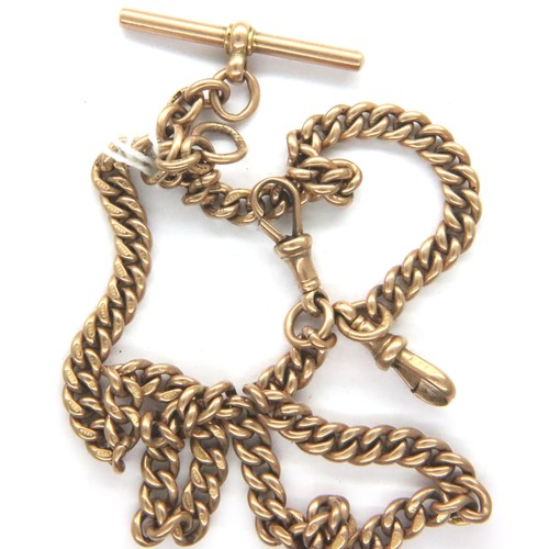 9ct gold single Albert chain, L: 44 cm, 46g. P&P Group 1 (£1... | Barnebys
