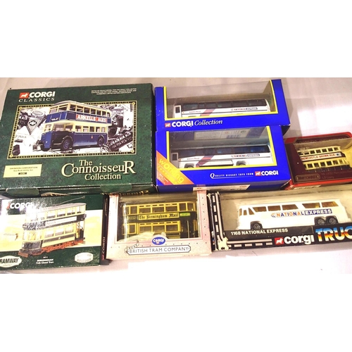 Six Corgi Classic buses and trams including Connoisseur Coll... | Barnebys