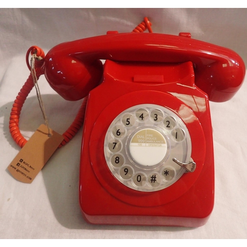 Red GPO746 retro rotary telephone replica of the 1970s class... | Barnebys