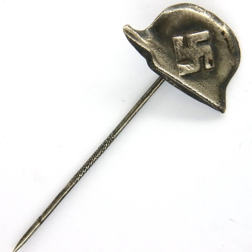 Third Reich stick pin depicting a German helmet with a Swast... | Barnebys