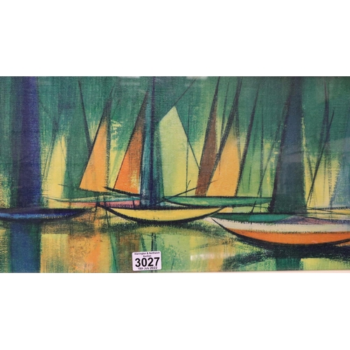 William Rutledge (Australian, 1924-1993): colour print, Boats in Blues ...