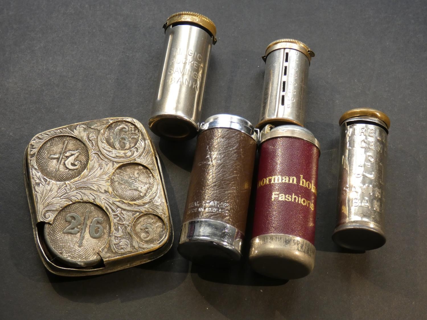 COIN HOLDERS. Small collection of Edwardian & later spring-loaded coin ...