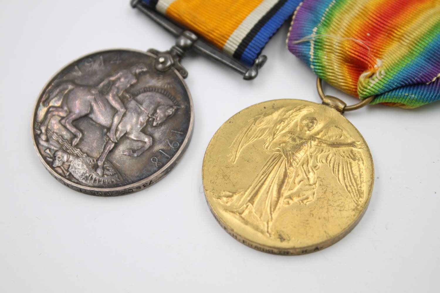 A WWI medal pair with original ribbons presented to 73604 GNR F.H ...
