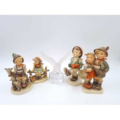 Five pieces of Goebel ceramics and glassware, four Hummel fi... | Barnebys