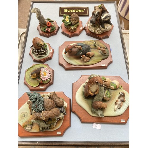 Eight boxed Bossons Fraser Art The Crown Collection hand painted animal ...