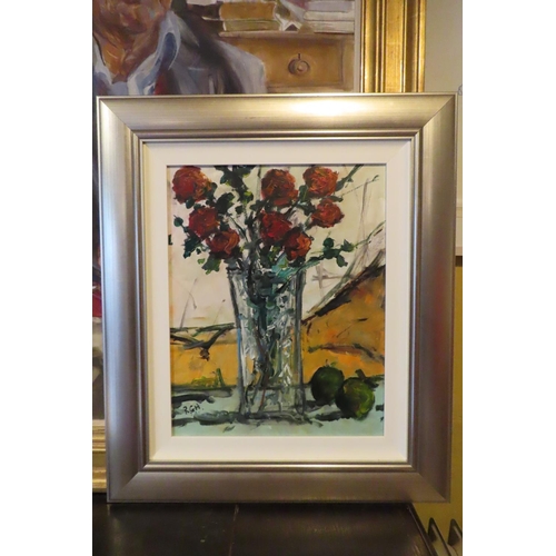 Rachel Granger Hunt Still Life with Green Apples Oil on Boar... | Barnebys