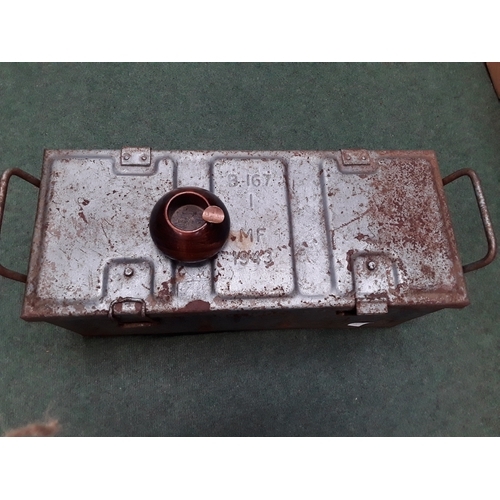 Trench Art and a metal WWII ammo box "B167 MF 1943". The woo... | Barnebys
