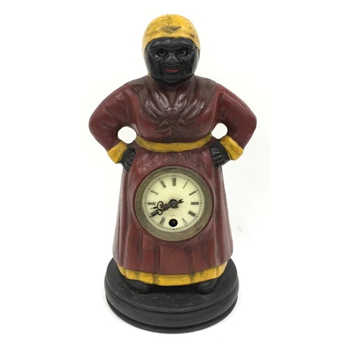 Cast Iron Mammy/Aunt Jemima moving eye clock 29cm tall. | Barnebys