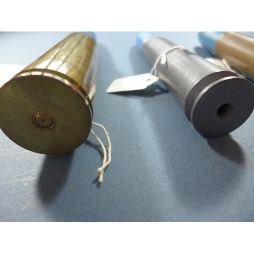 A 30 MM 170 RARDEN CANNON SHELL, MAUSER SHELL AND AN ADEN 30 MM