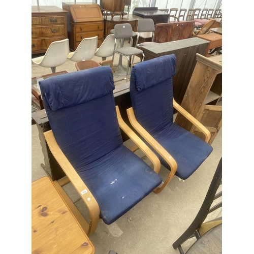 A PAIR OF MODERN IKEA STYLE BENTWOOD FIRESIDE CHAIRS