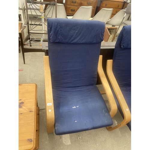 A PAIR OF MODERN IKEA STYLE BENTWOOD FIRESIDE CHAIRS