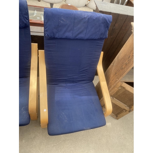 A PAIR OF MODERN IKEA STYLE BENTWOOD FIRESIDE CHAIRS