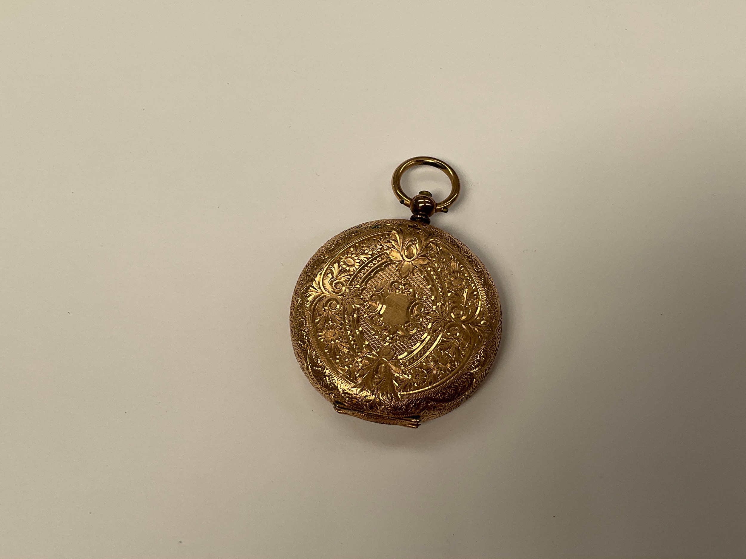 A late 19th / early 20th Century gold fob watch stamped 14K, enamelled ...