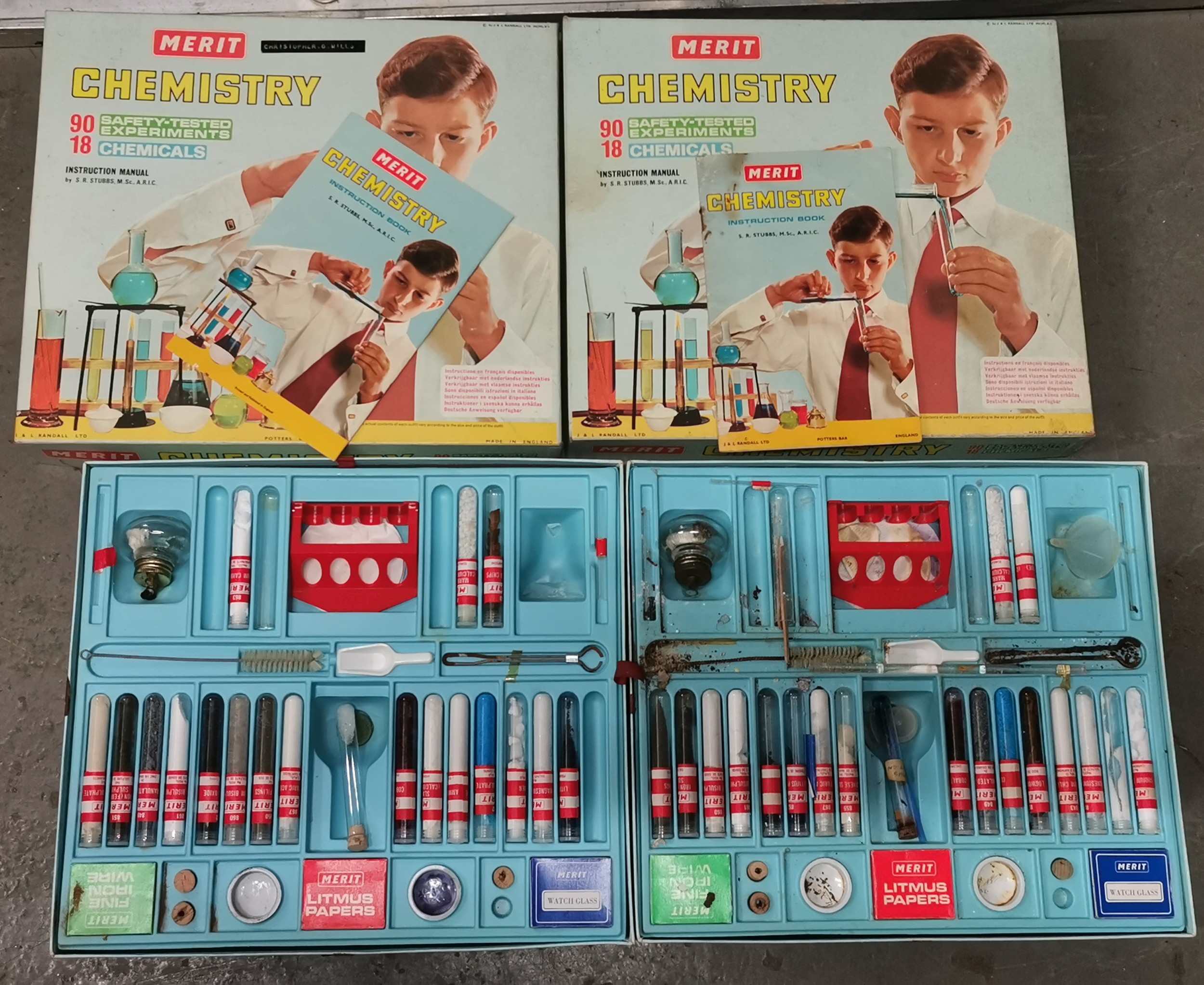 2 x boxed part complete Merit chemistry set number 2's