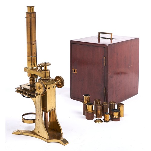 A brass bar limb compound microscope, Andrew Ross London, No... | Barnebys