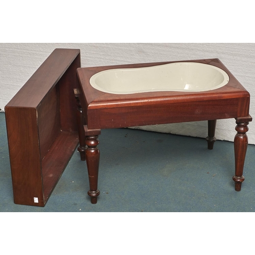A Victorian mahogany bidet and cover, on turned legs, with e... | Barnebys