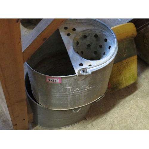 2 galvanised slop buckets