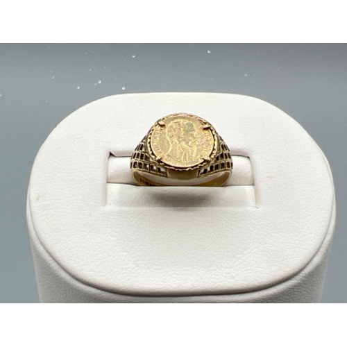 9ct gold coin set ring. 2g size J1/2 | Barnebys