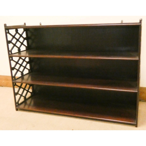 Georgian mahogany four tier wall shelf fitting with fret sid... | Barnebys
