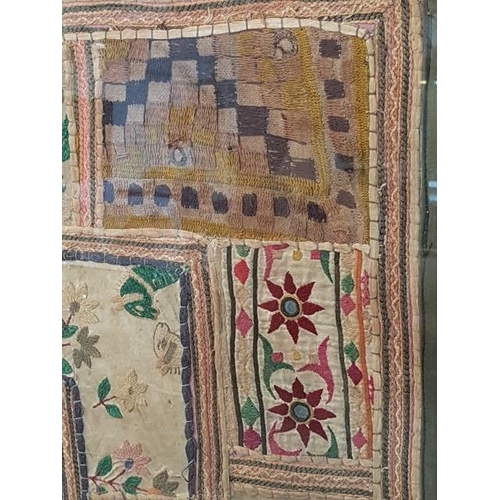 Vintage Rajasthani Indian Patchwork Carpet / Wall Decor in Frame (151 x ...