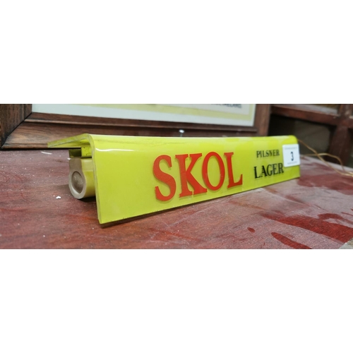 Skol Lager advertising shelf light. { 5cm H X 30cm L }. | Barnebys