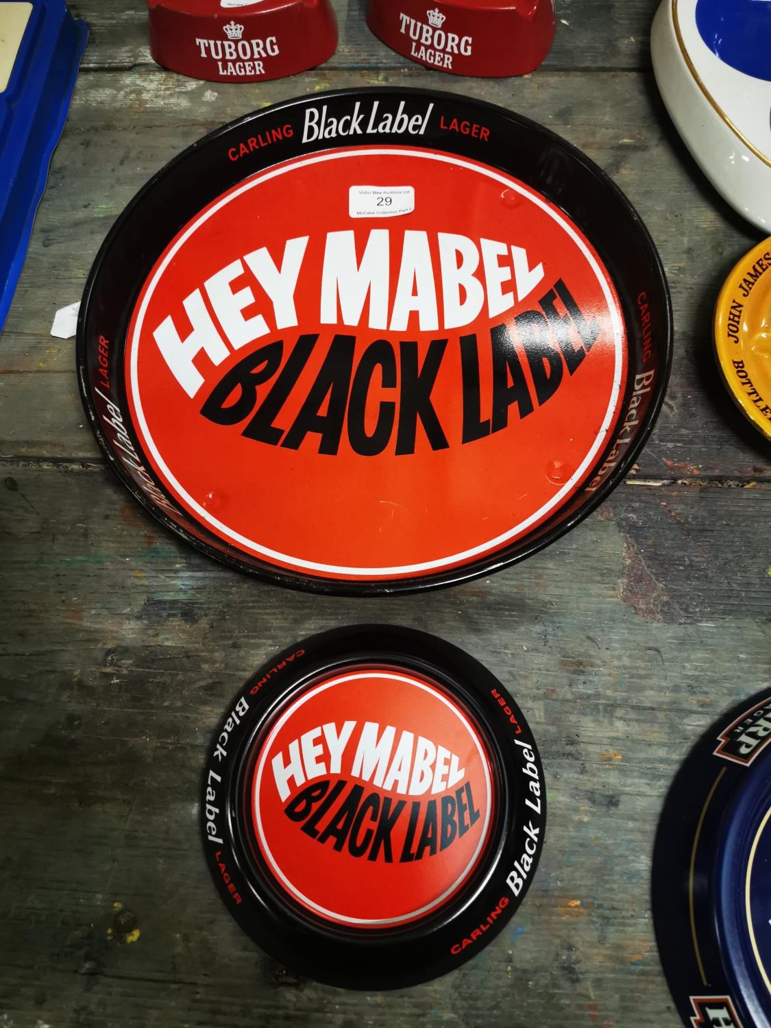 High Mabel Black Label advertising tinplate tray { 30cm Dia. } and ...