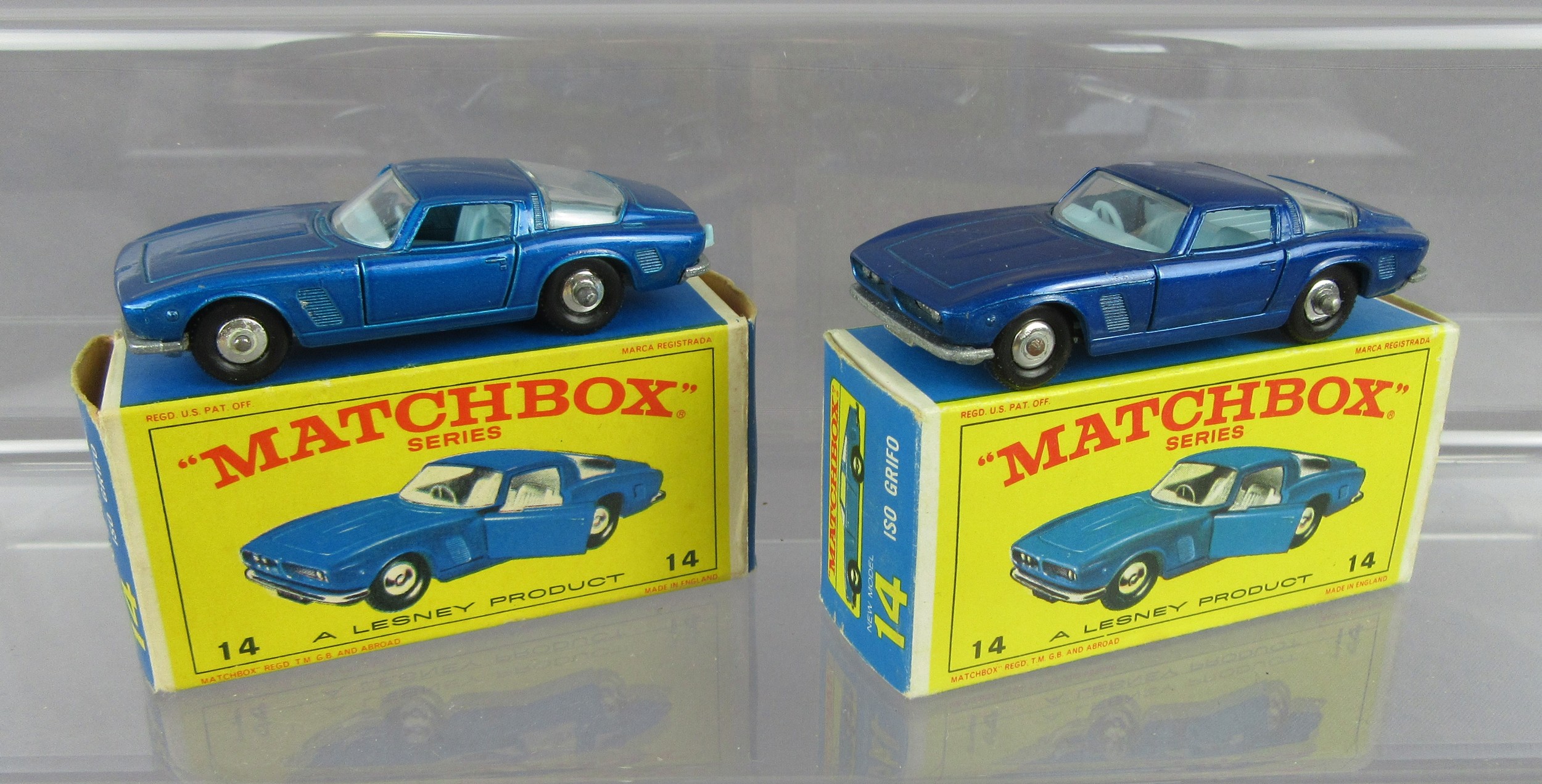 MATCHBOX 1-75 REGULAR WHEELS 14d ISO Grifo in medium and dark blue ...