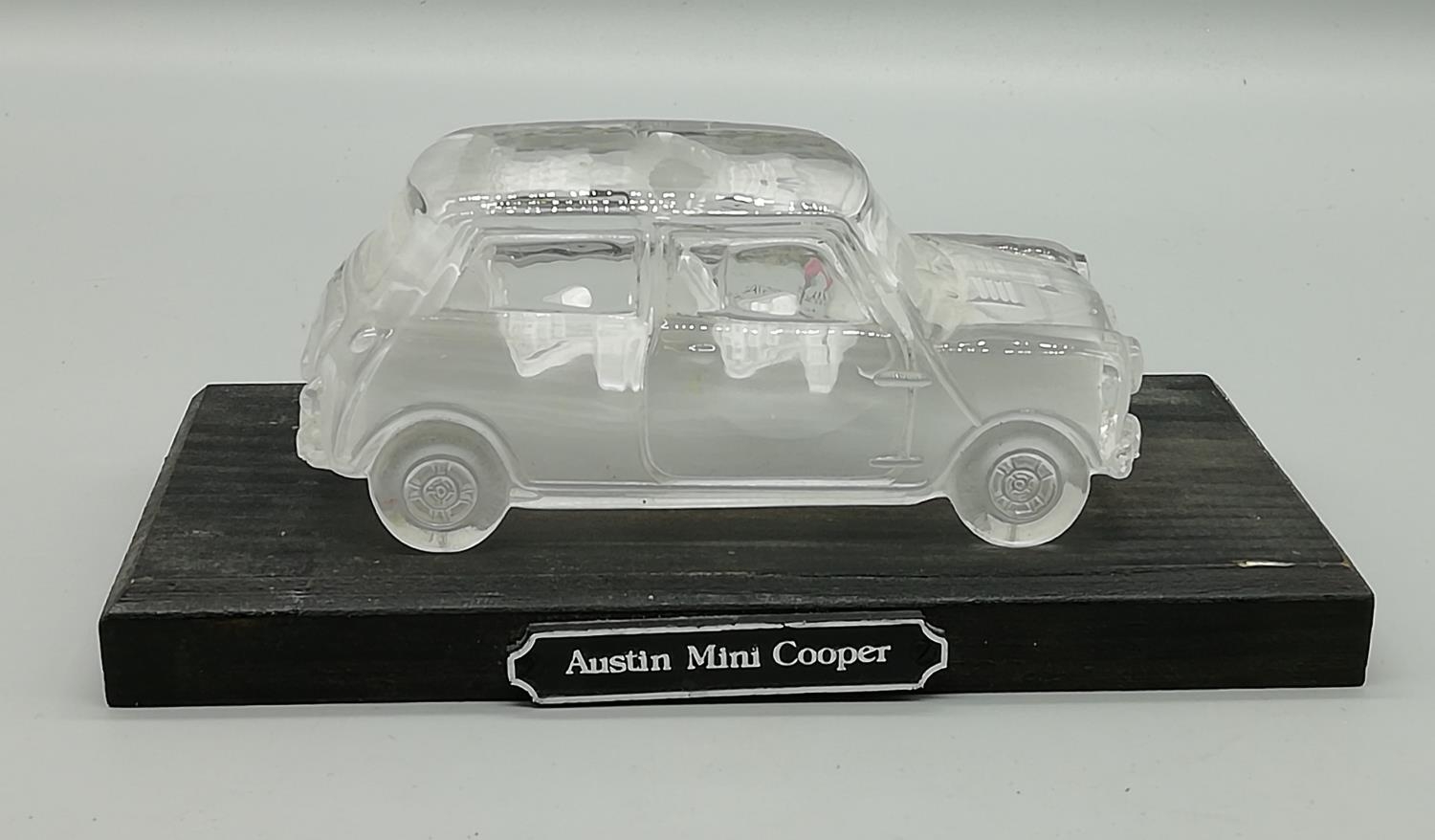 Austin Mini Cooper Glass Car on Plinth