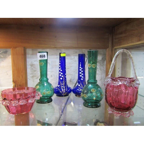 VICTORIAN GLASSWARE, 2 pairs of Victorian colour glass spill... | Barnebys