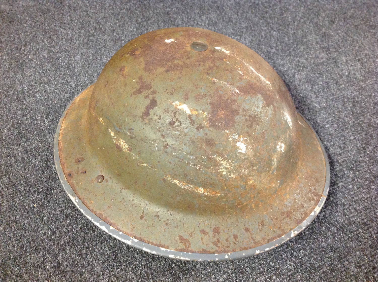 WW2 British Home Front Steel Helmet, original grey paint, th ...