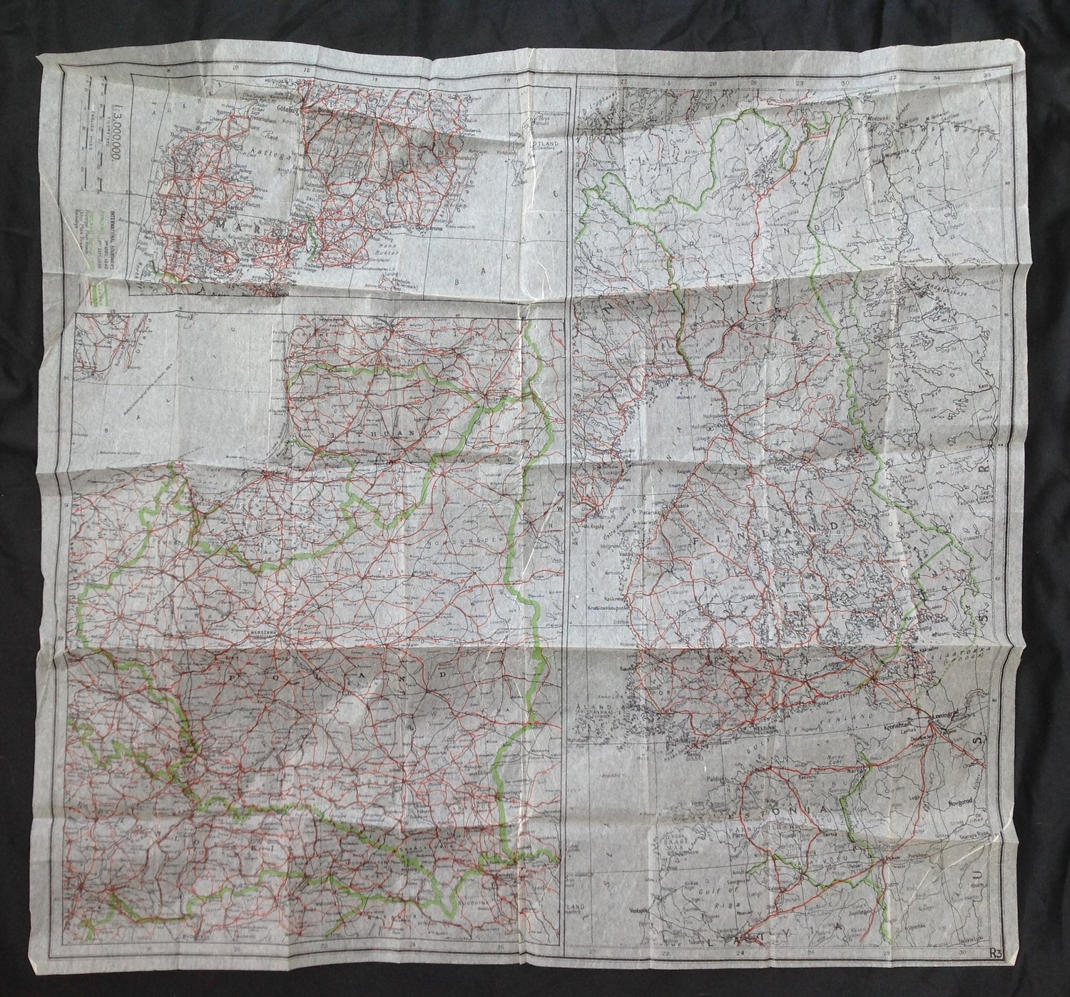 WW2 British RAF Paper Escape and Evasion Map R1 of the Balti ...