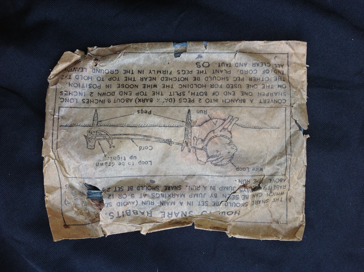 WW2 British RAF Aircrew Survival kit Rabbit Snare. Complete ...