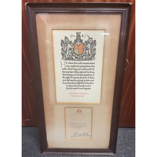 WW1 British Scroll to Captain Robert Arnold Barker, MC Notts... | Barnebys
