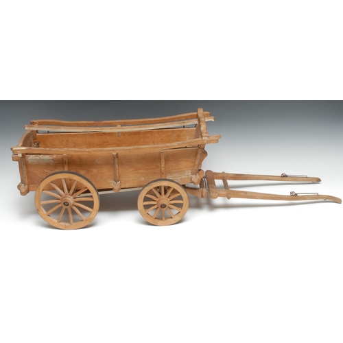 A scratch-built pine model of a hay wain, 80cm to tip of sha... | Barnebys