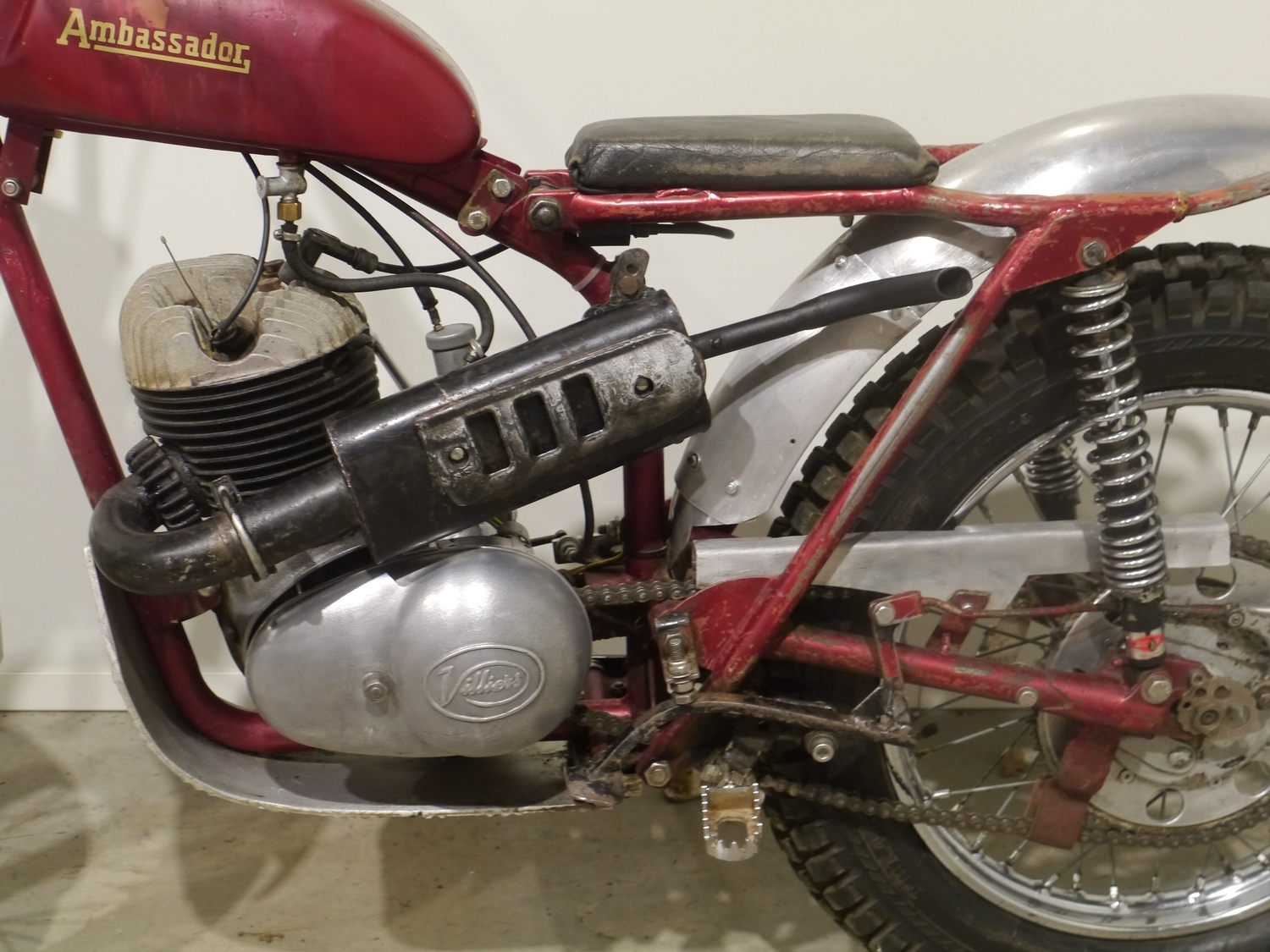 Ambassador Trials motorcycle. Villiers engine. Starts and runs. No docs