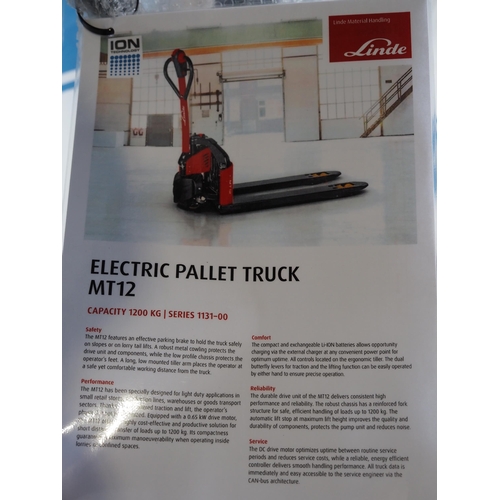 Linde MT12 electric pallet truck, 1200kg capacity. New and unused