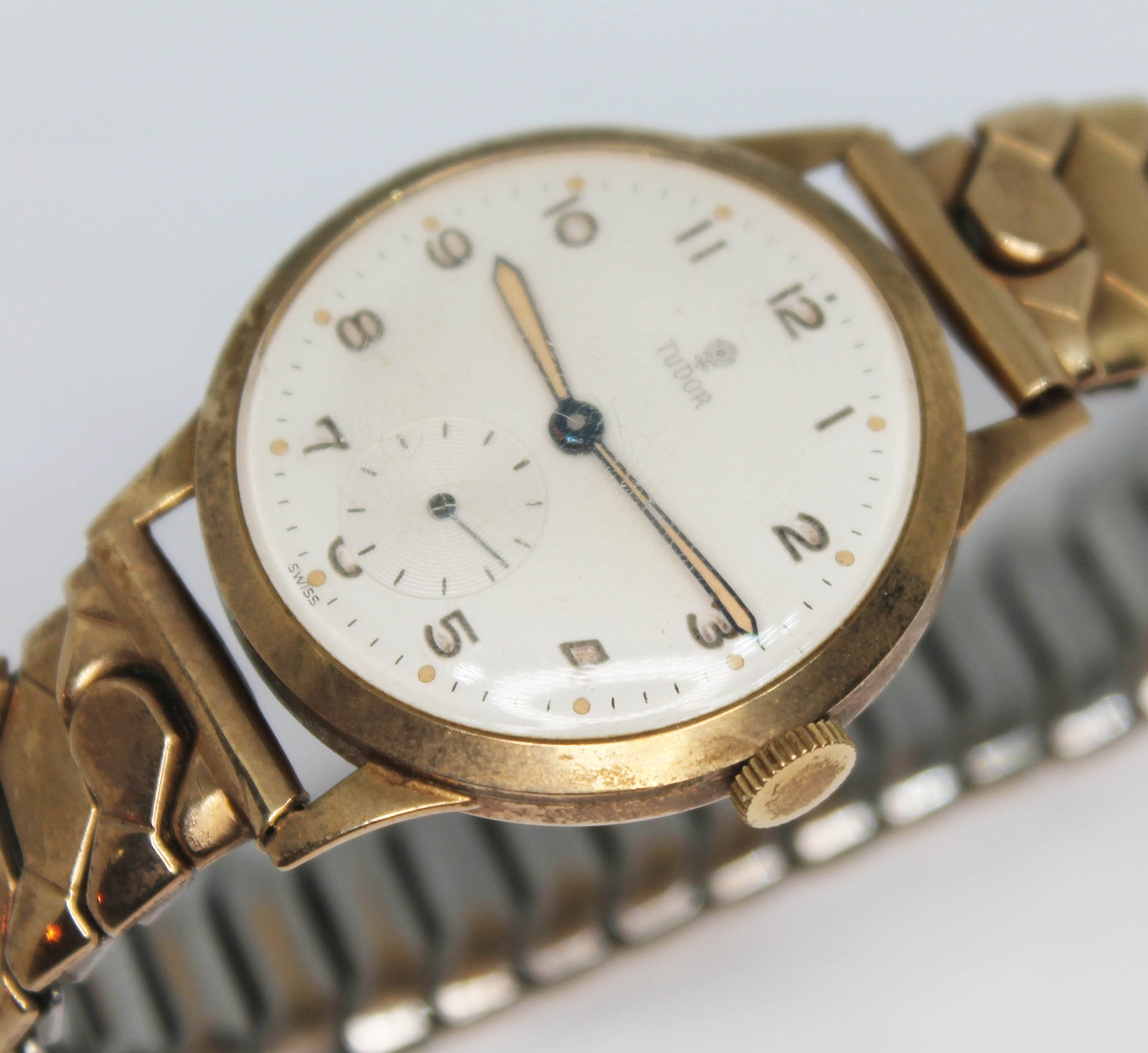 A hallmarked 9ct gold British Rail presentation Rolex Tudor wristwatch ...