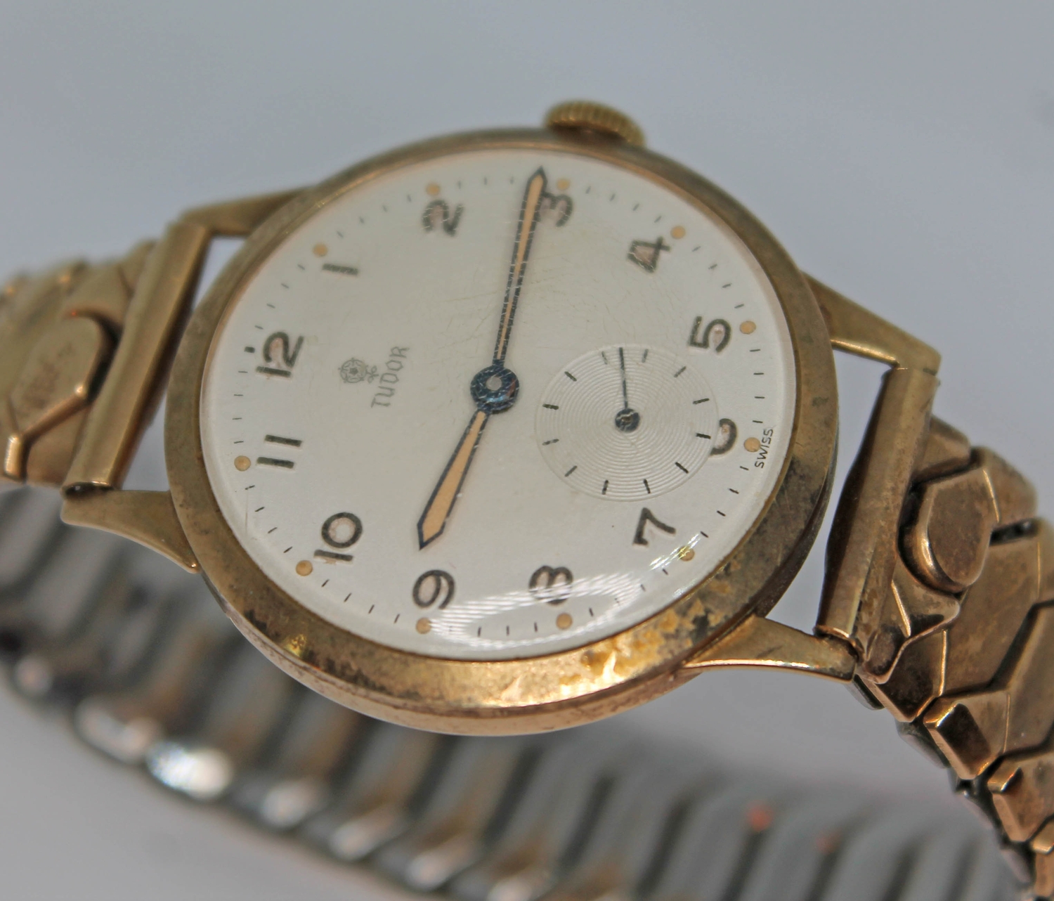 A hallmarked 9ct gold British Rail presentation Rolex Tudor wristwatch ...
