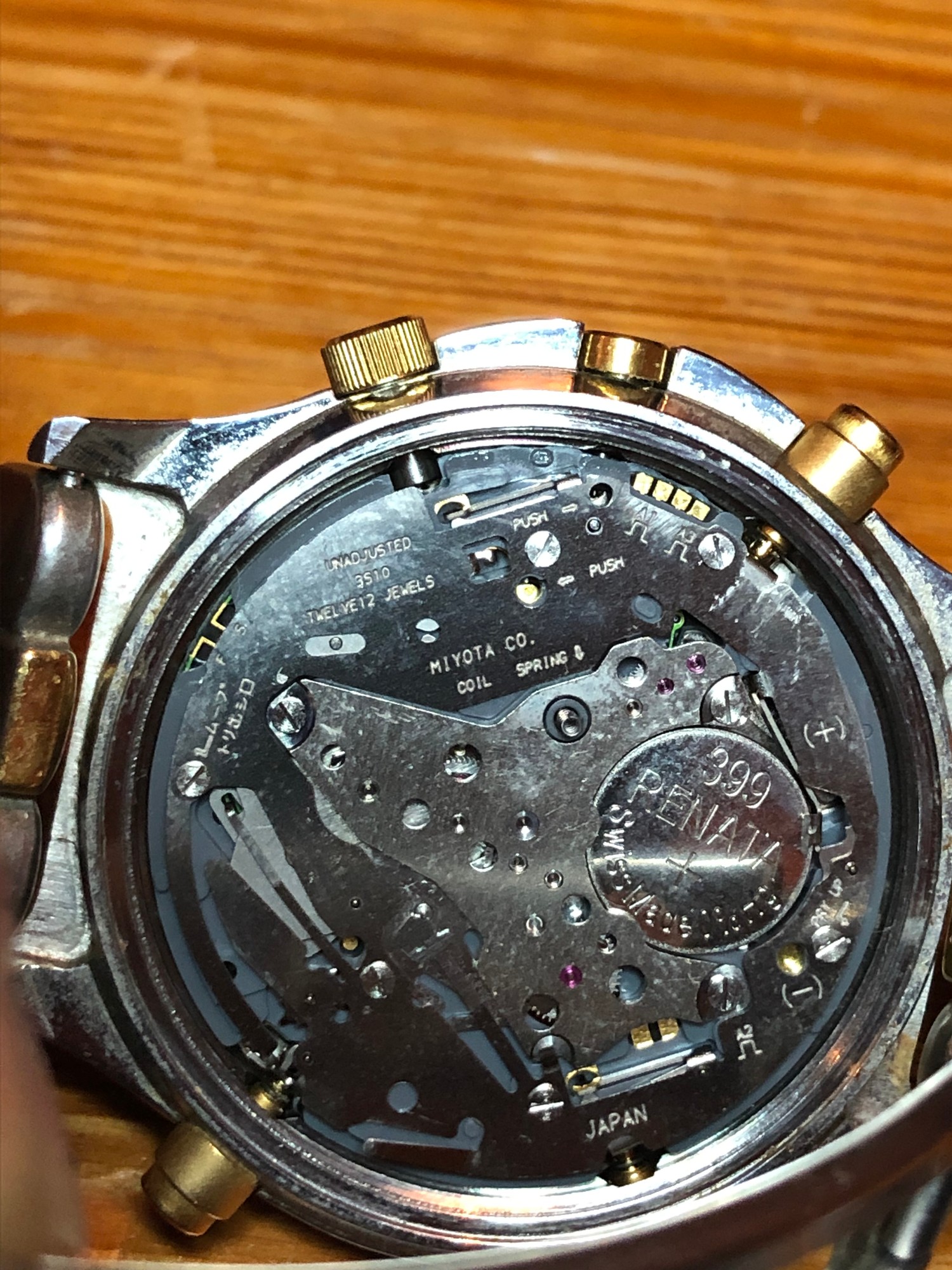 A Rotary Chronograph alarm 100m quartz wristwatch having white signed ...